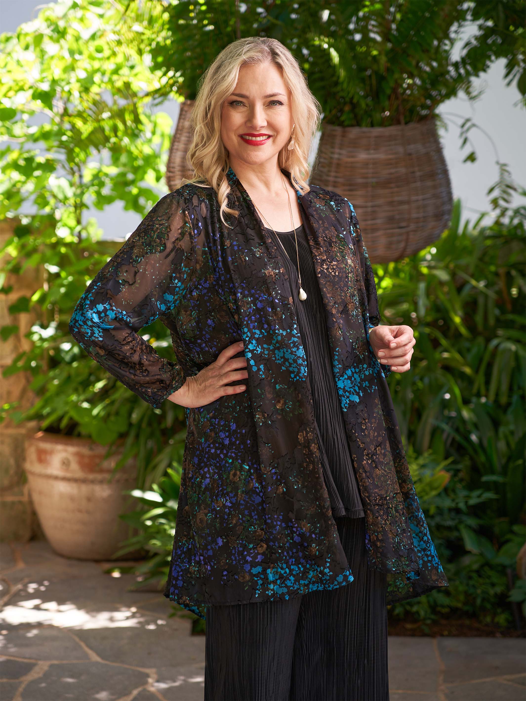 Floaty Evening Long Jacket - Patina Copper New Zealand – Swish Fashion